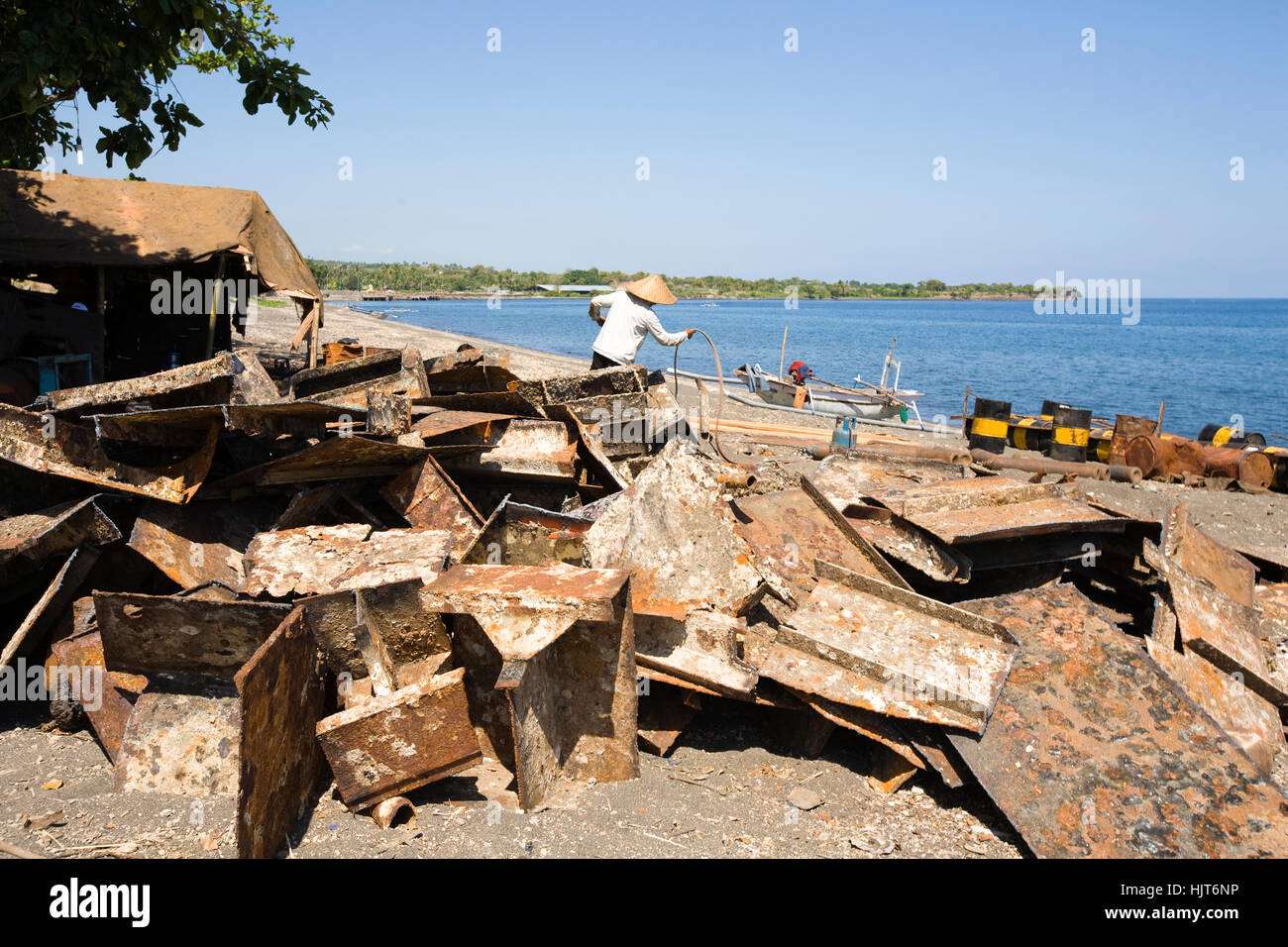 indonesia, beach, seaside, the beach, seashore, broken, steel, metal ...