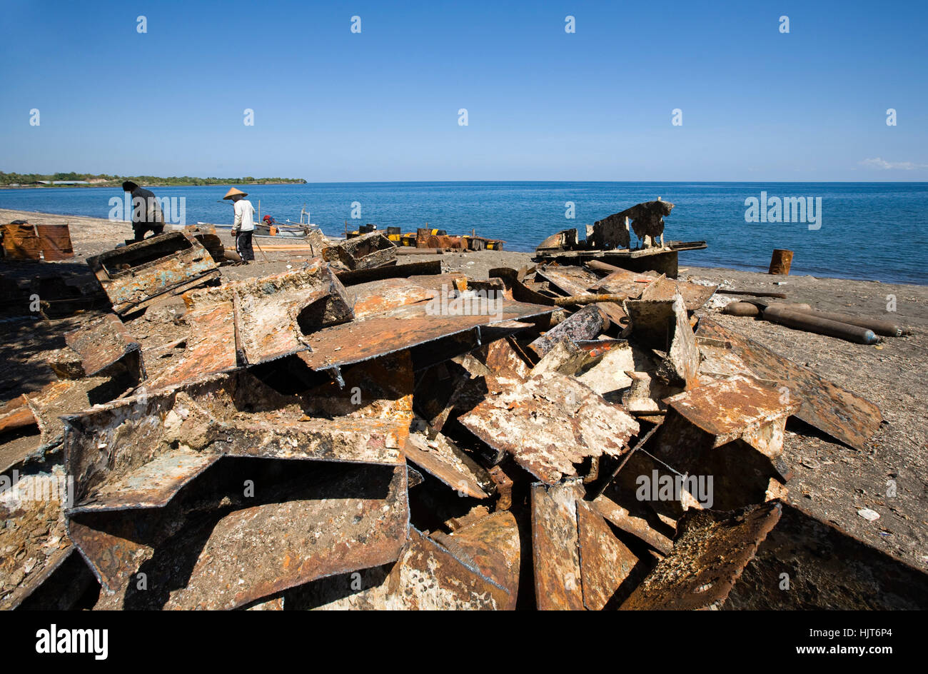 indonesia, beach, seaside, the beach, seashore, broken, steel, metal ...