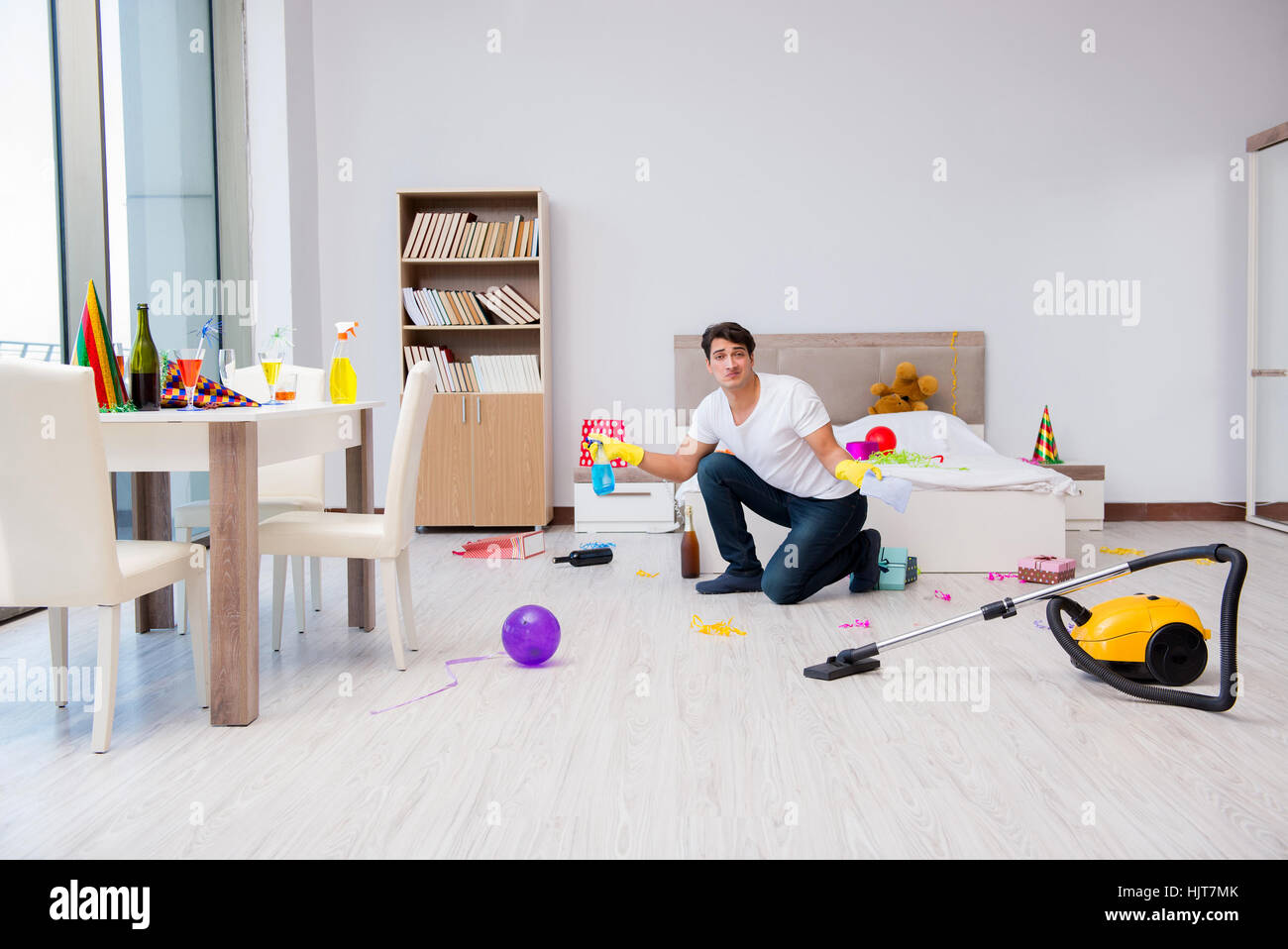 Man at home after heavy partying Stock Photo - Alamy