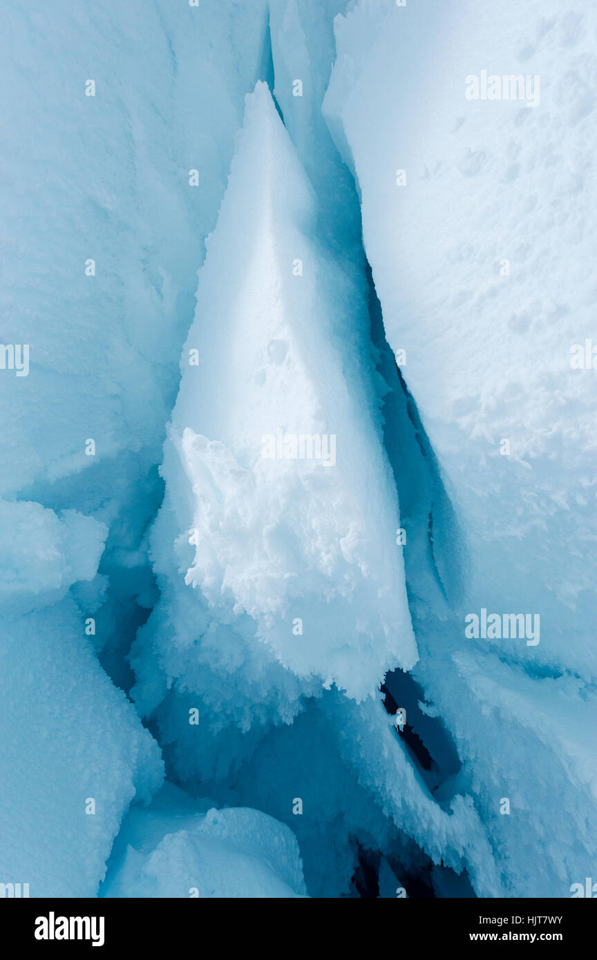 The frozen ceiling and icy walls of an ice cave in the Erebus Glacier ...