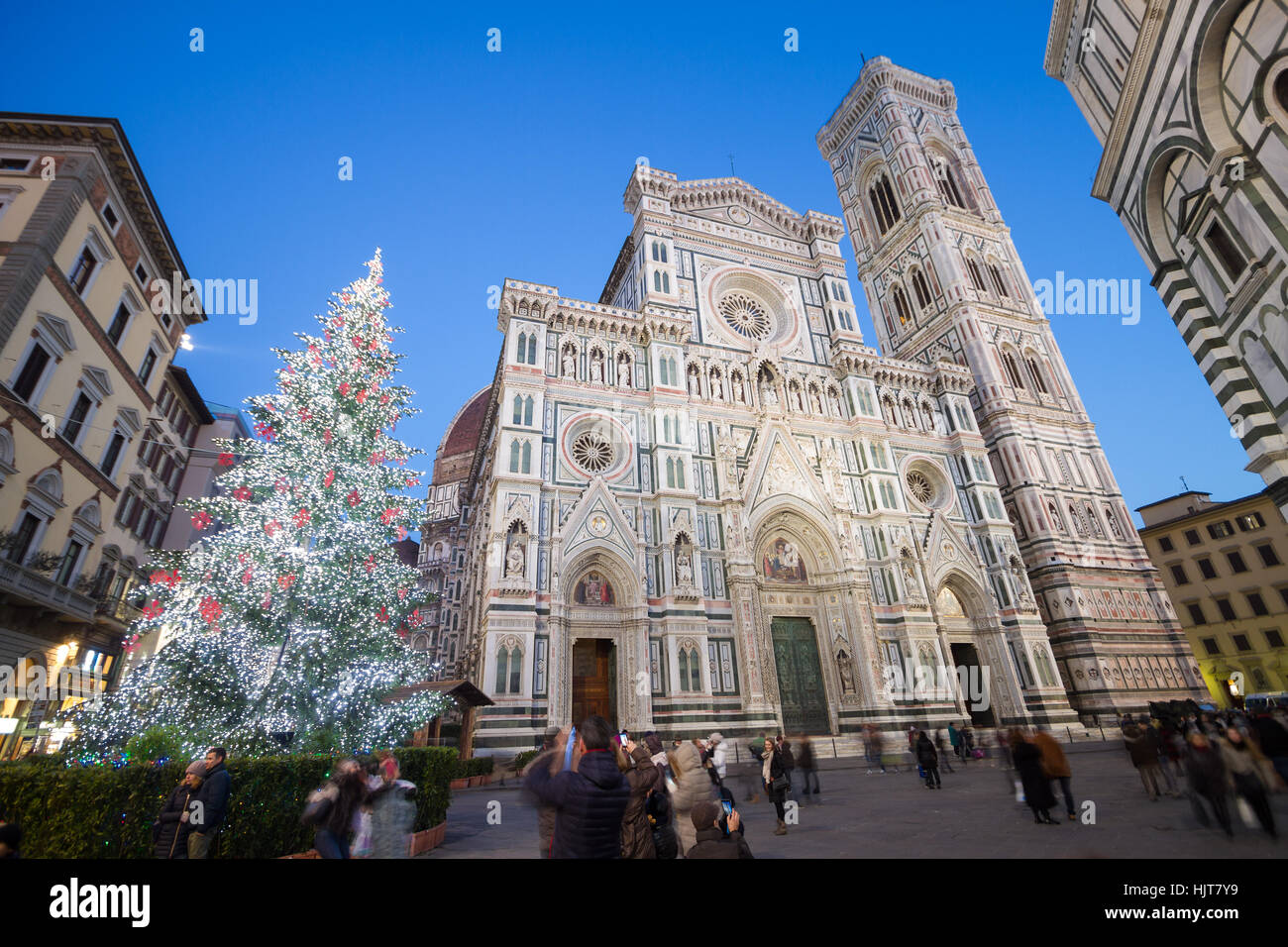 Florence, January 2017: Tourists visiting the Cathedral of Saint Mary ...