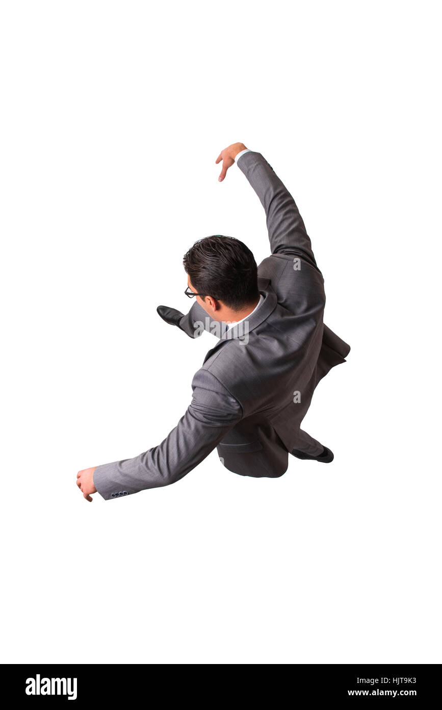 Falling businessman isolated on the white background Stock Photo - Alamy