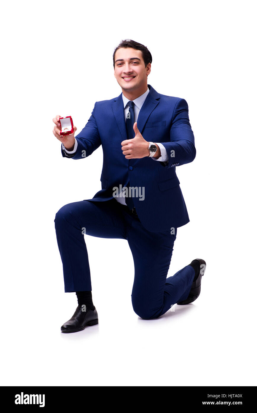 Romantic concept with man making marriage proposal Stock Photo - Alamy