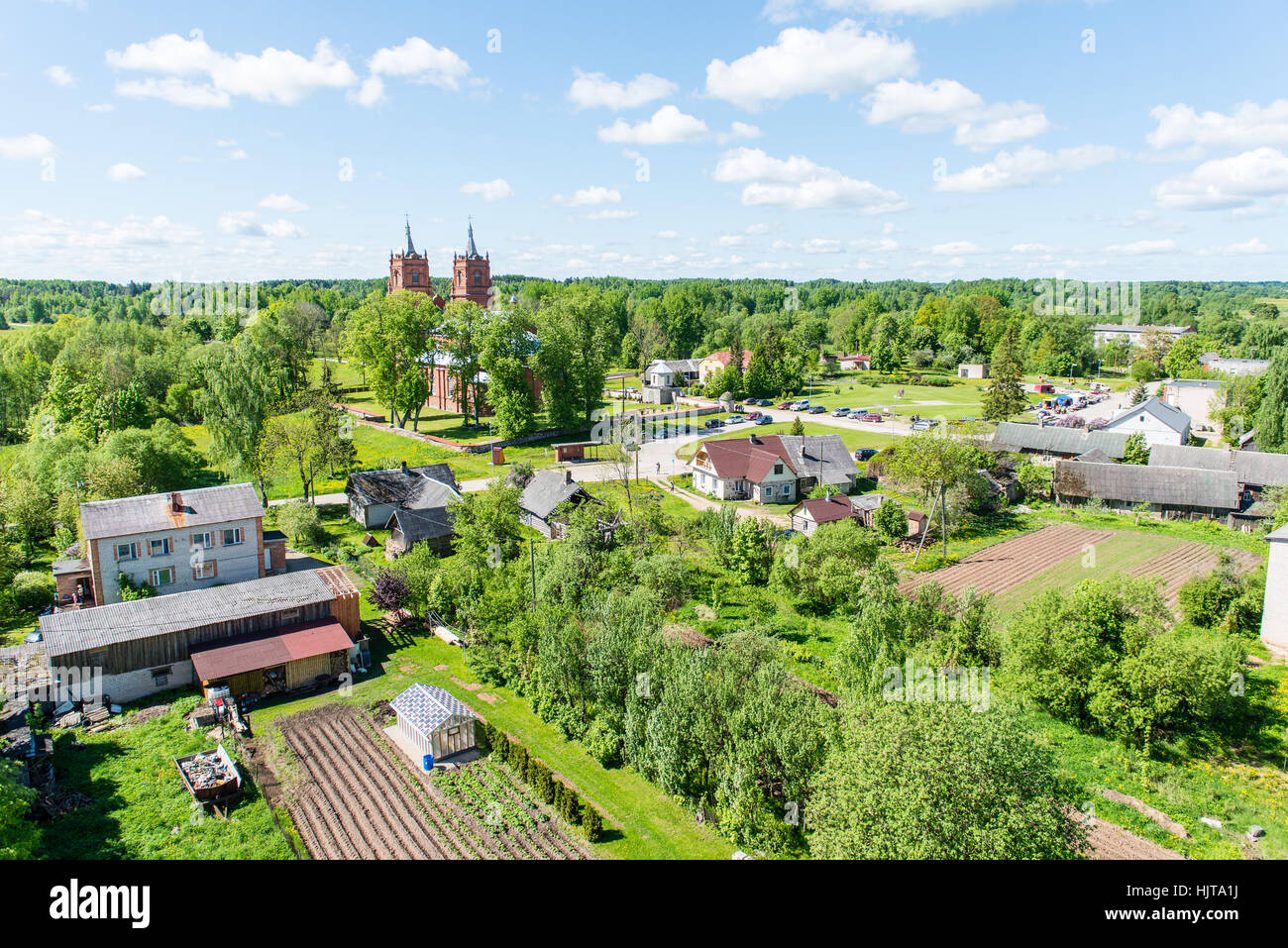 aerial view of Latvian countryside fields and towns Stock Photo - Alamy