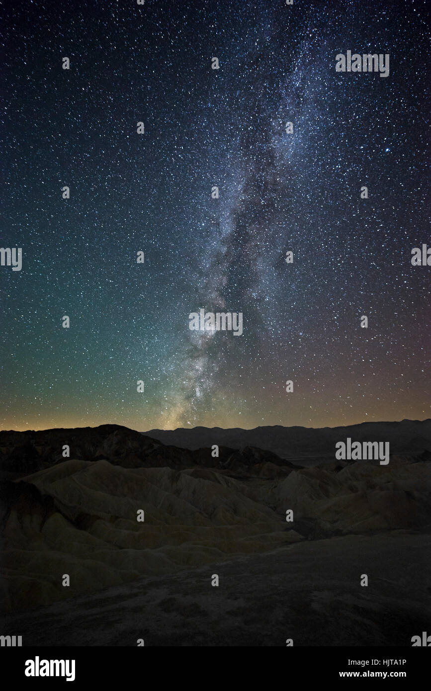 USA, California, Death Valley National Park, night shot with stars and ...