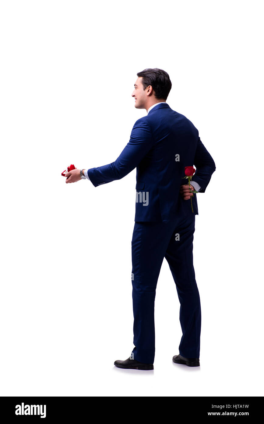 Romantic concept with man making marriage proposal Stock Photo - Alamy