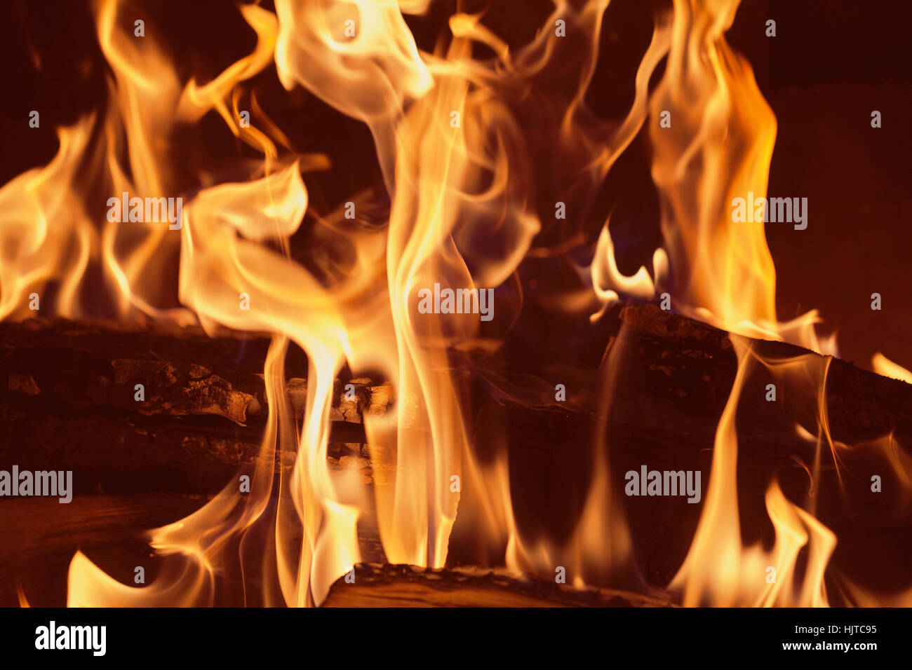 Fire in the fireplace, note shallow depth of field Stock Photo - Alamy