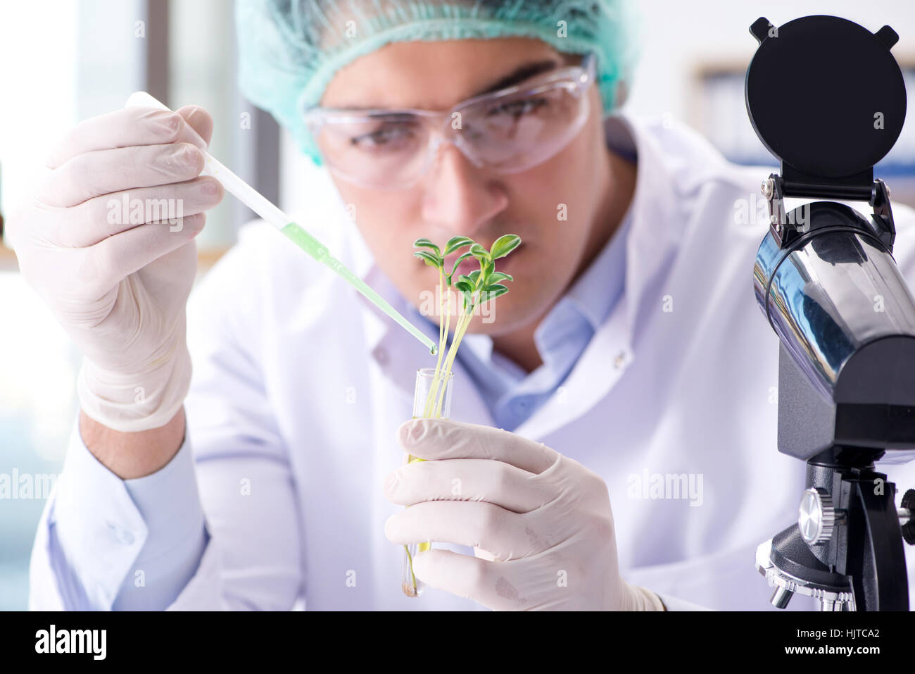Biotechnology concept with scientist in lab Stock Photo - Alamy