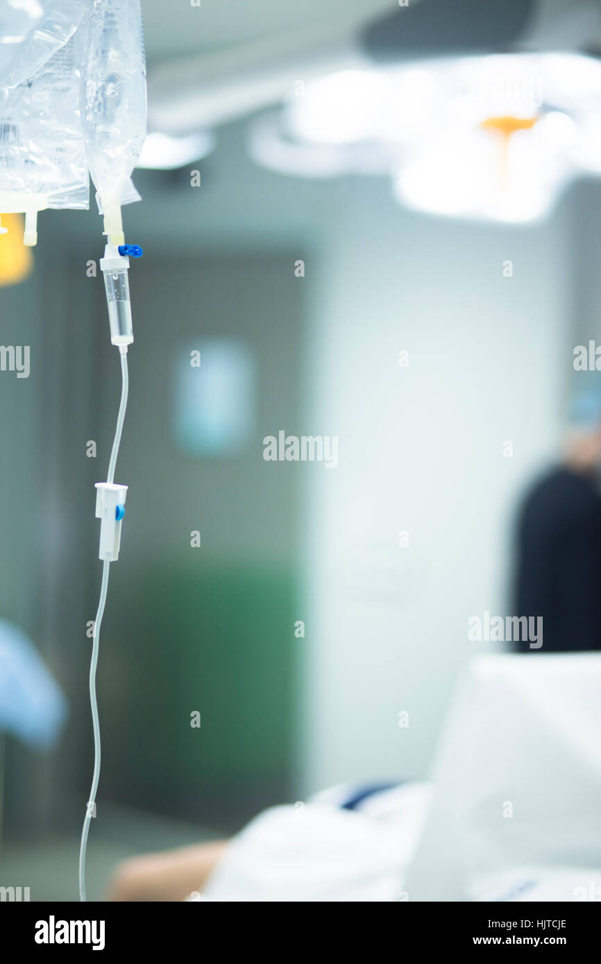 Hospital surgery medical drip in emergency room operating theater ward ...