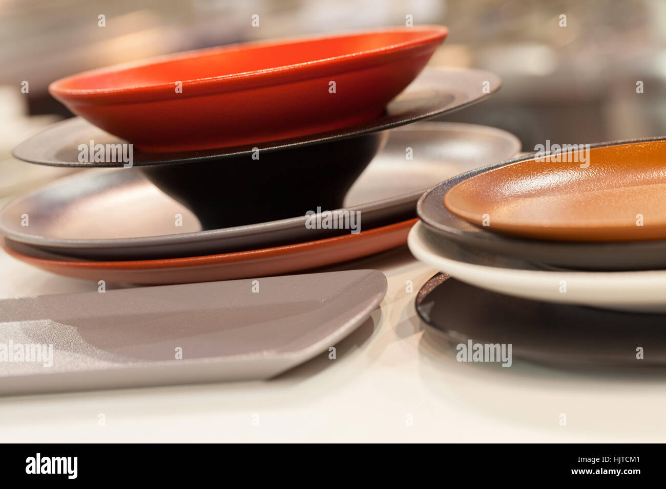 ceramic dishes in colors for the kitchen or restoran, note shallow ...