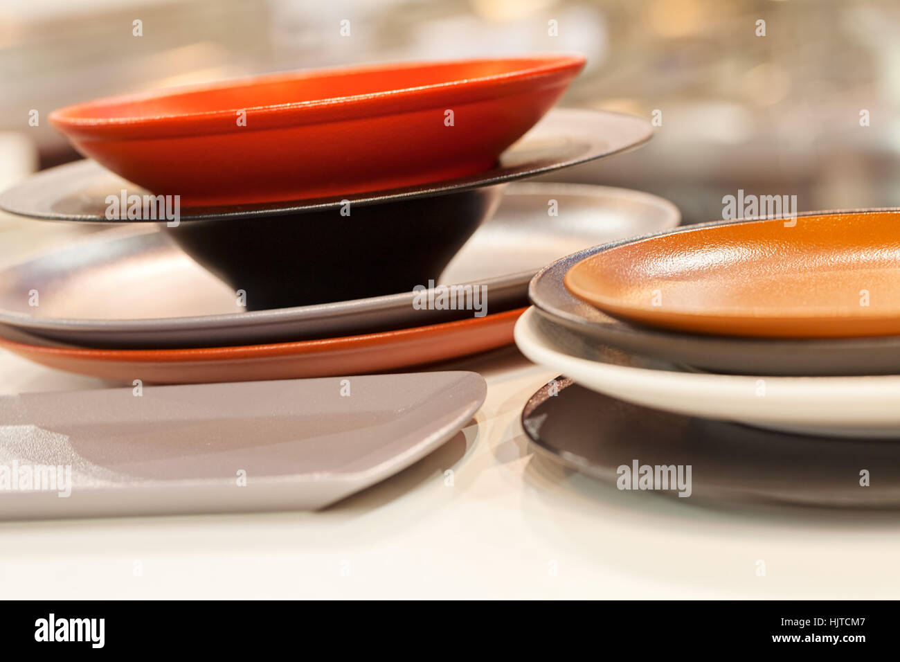 ceramic dishes in colors for the kitchen or restoran, note shallow ...