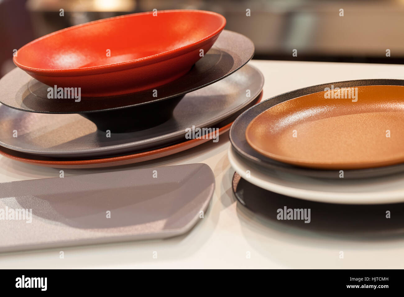 ceramic dishes in colors for the kitchen or restoran, note shallow ...