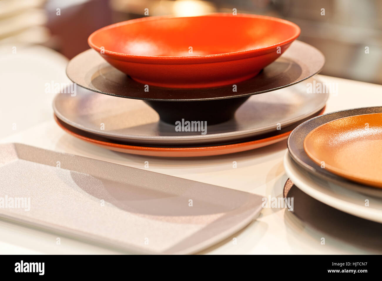 ceramic dishes in colors for the kitchen or restoran, note shallow ...