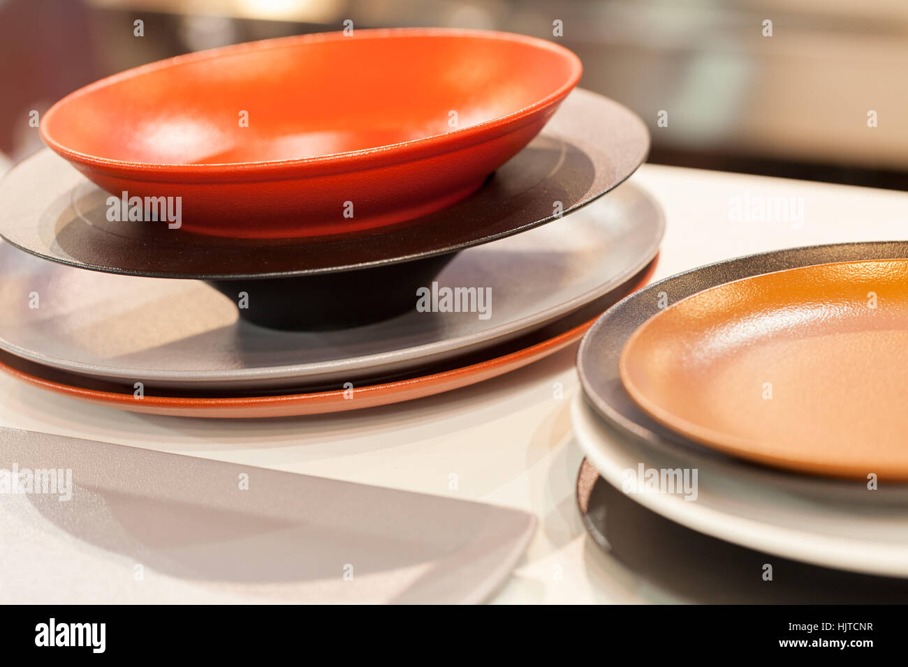 ceramic dishes in colors for the kitchen or restoran, note shallow ...