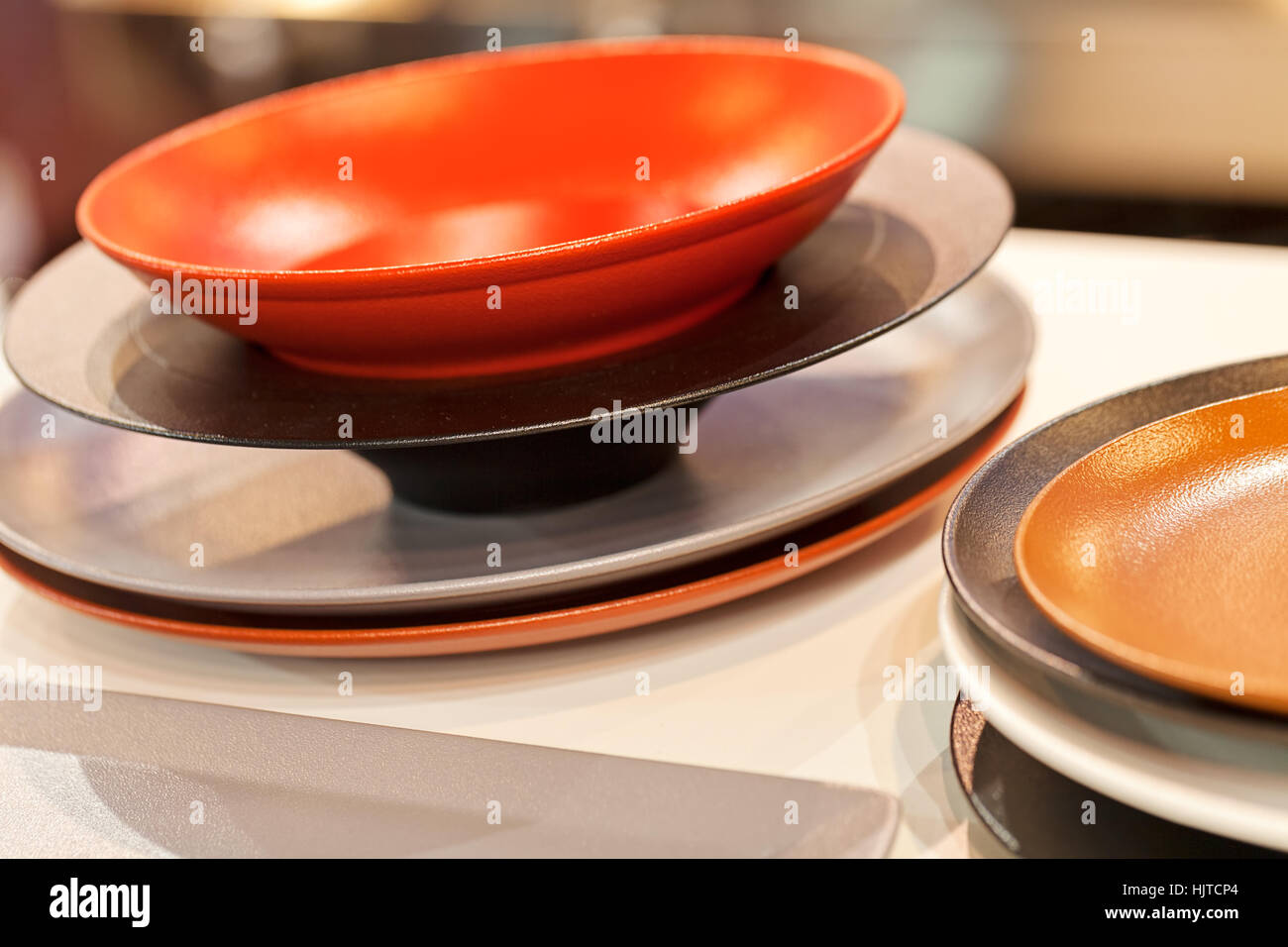 ceramic dishes in colors for the kitchen or restoran, note shallow ...