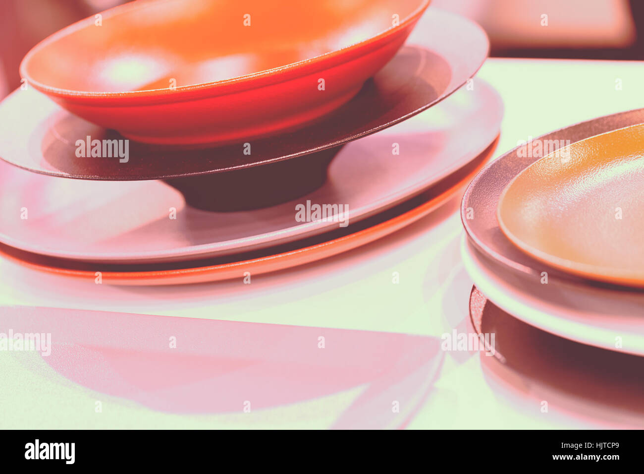 ceramic dishes in colors for the kitchen or restoran, note shallow ...