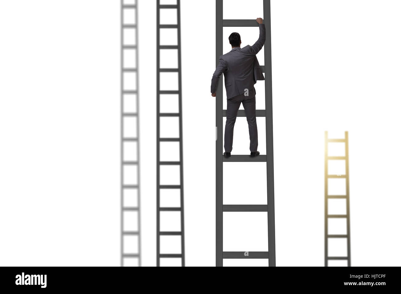 Businessman climbing stairs isolated on white Stock Photo - Alamy