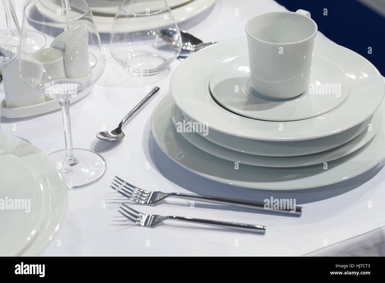 Parts of white dishes for the house and the restaurant, note shallow ...