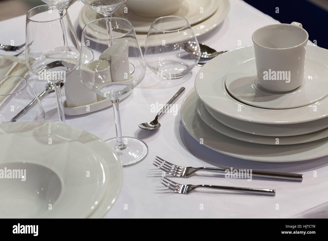 Parts of white dishes for the house and the restaurant, note shallow ...