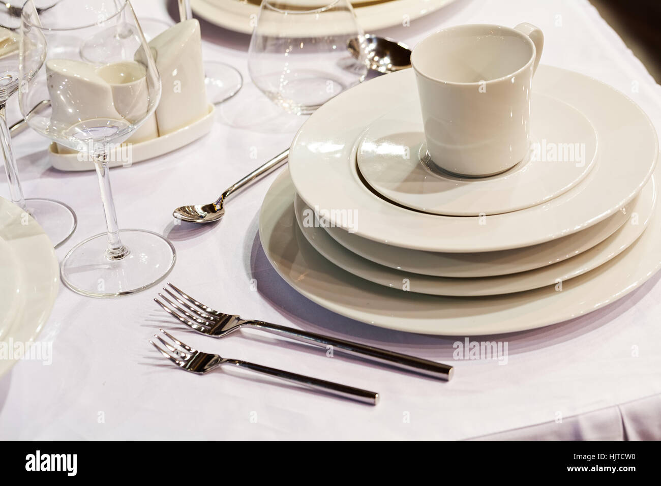 Parts of white dishes for the house and the restaurant, note shallow ...
