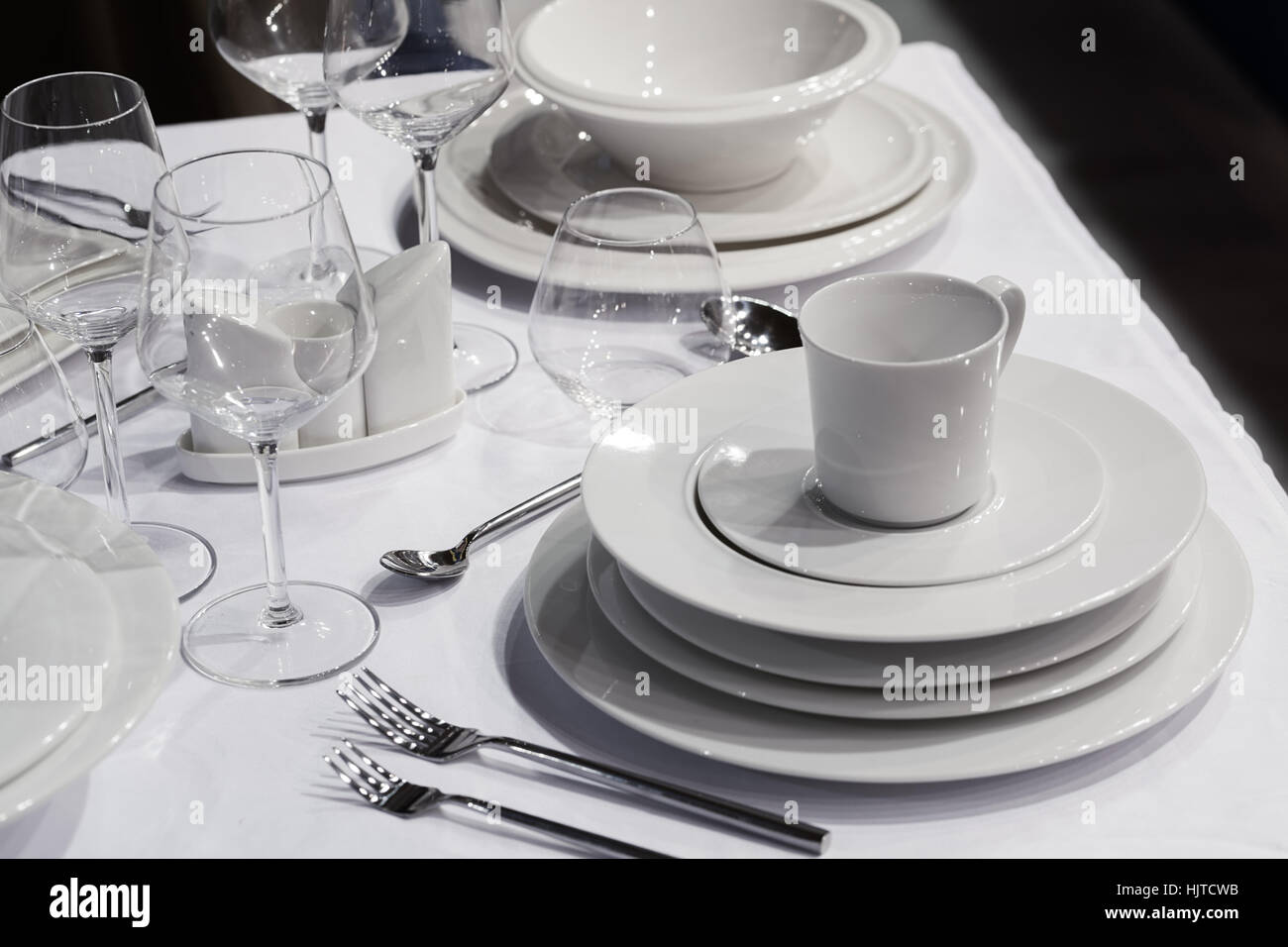 Parts of white dishes for the house and the restaurant, note shallow ...