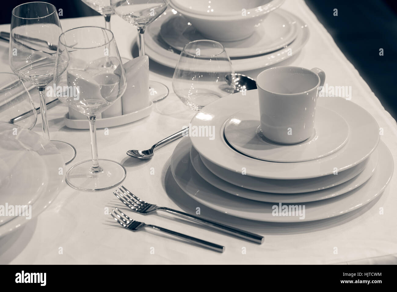 Parts of white dishes for the house and the restaurant, note shallow ...