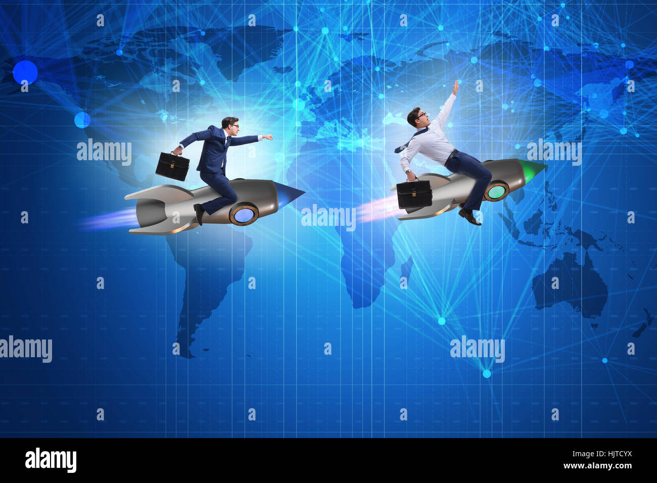 Global competition concept with chasing businessmen Stock Photo - Alamy