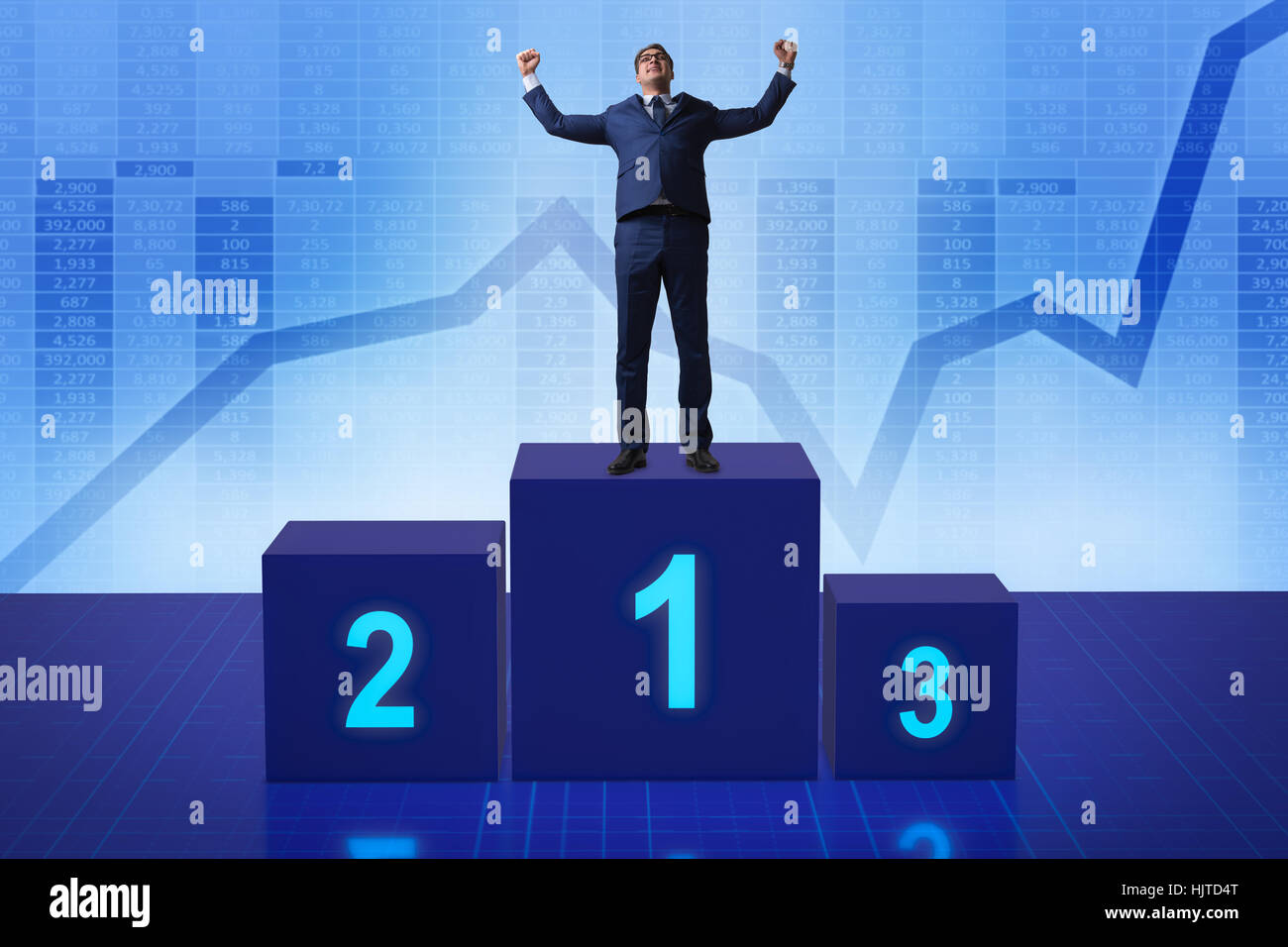Businessman taking first place in competition Stock Photo - Alamy