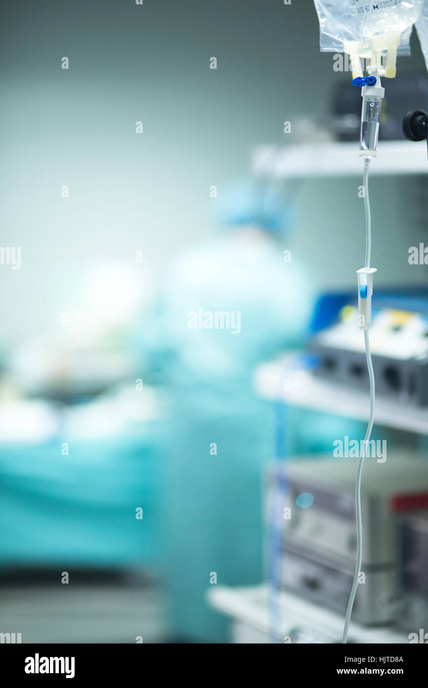 Hospital surgery medical drip in emergency room operating theater ward ...