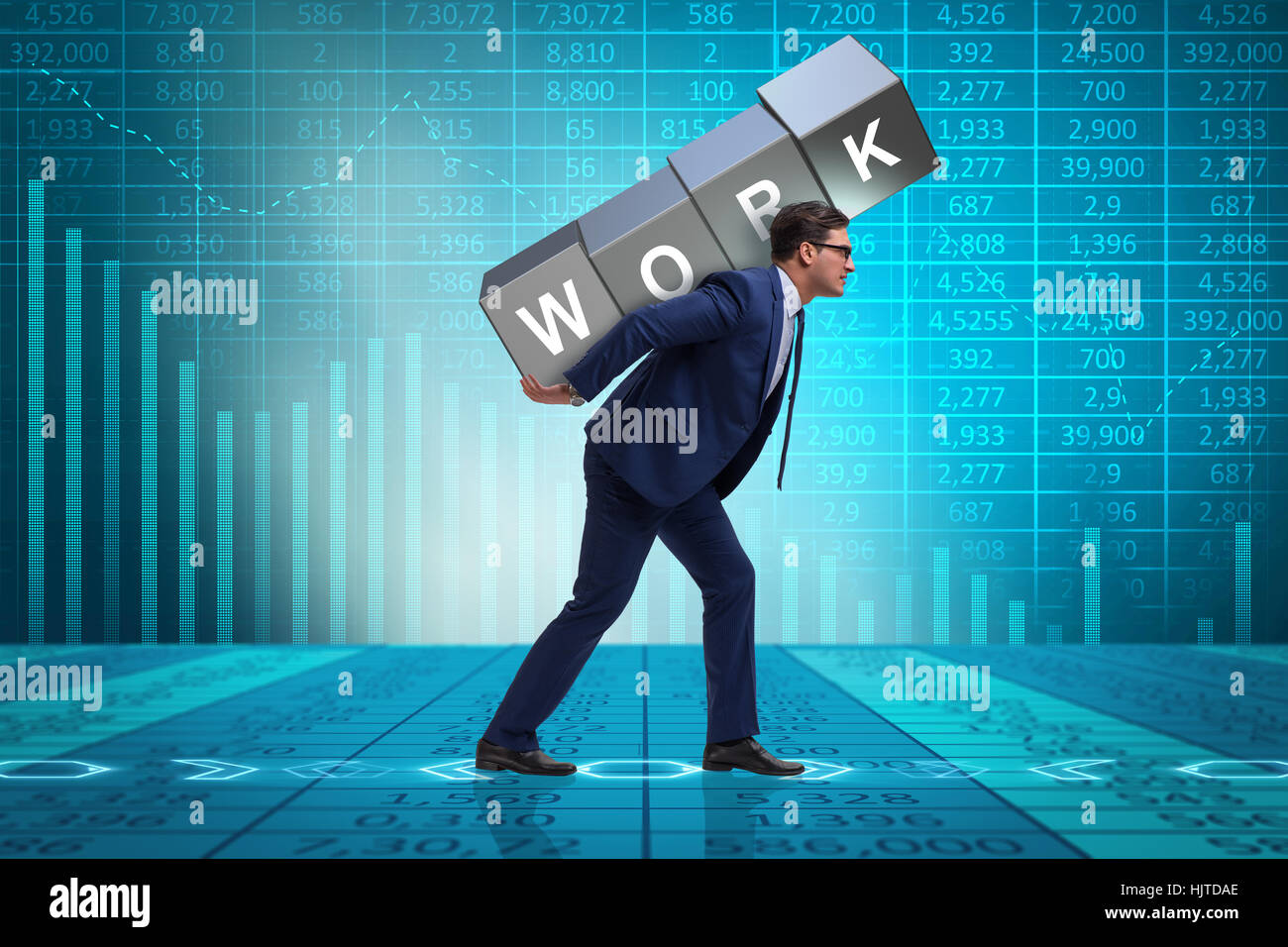 Businessman working too hard in business concept Stock Photo - Alamy