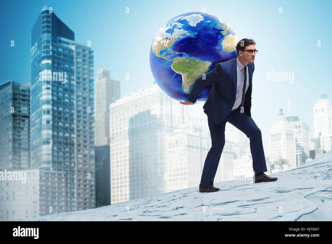 Man carrying world globe on shoulders hi-res stock photography and ...