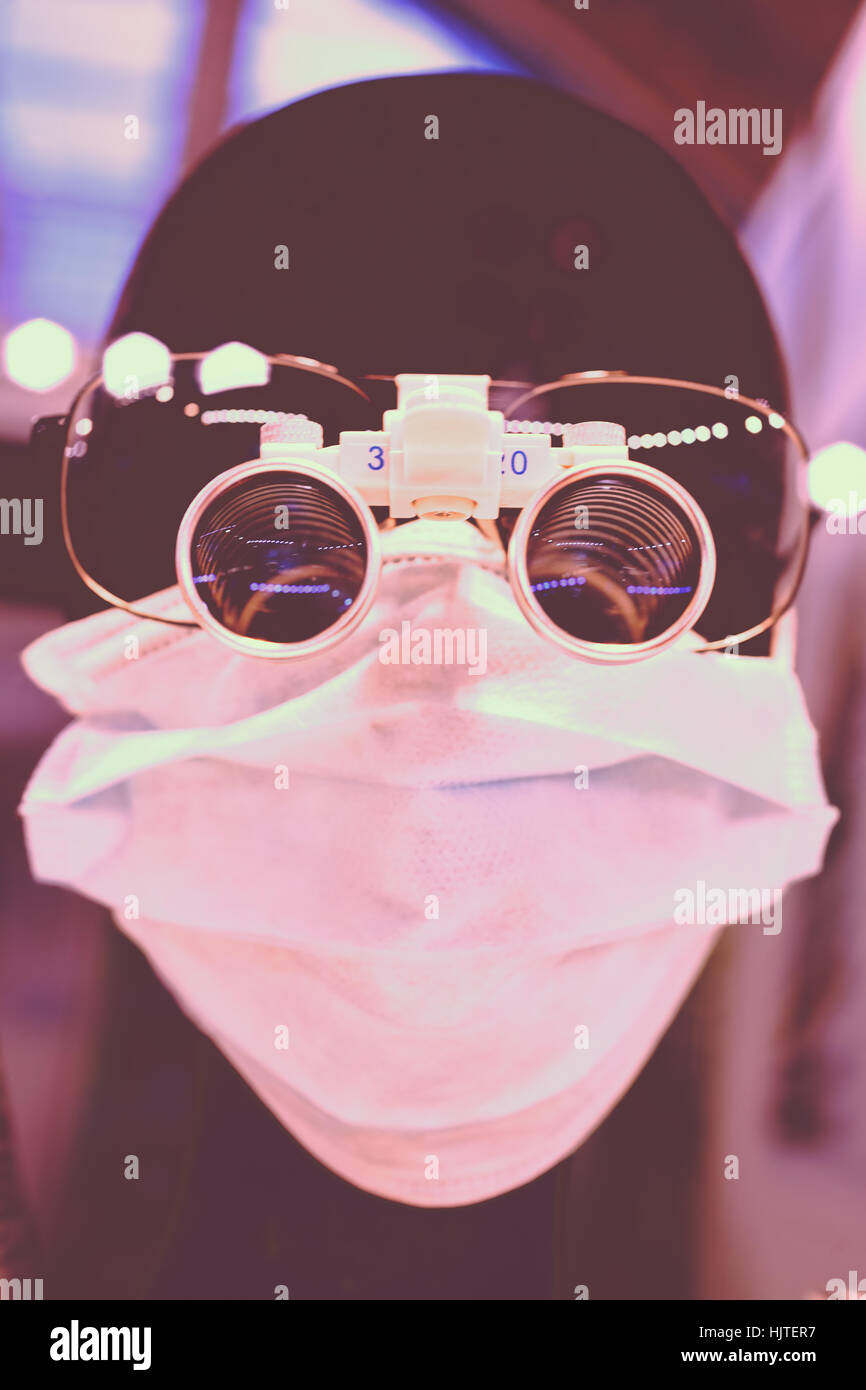 masks for surgery with special glasses, note shallow depth of field ...