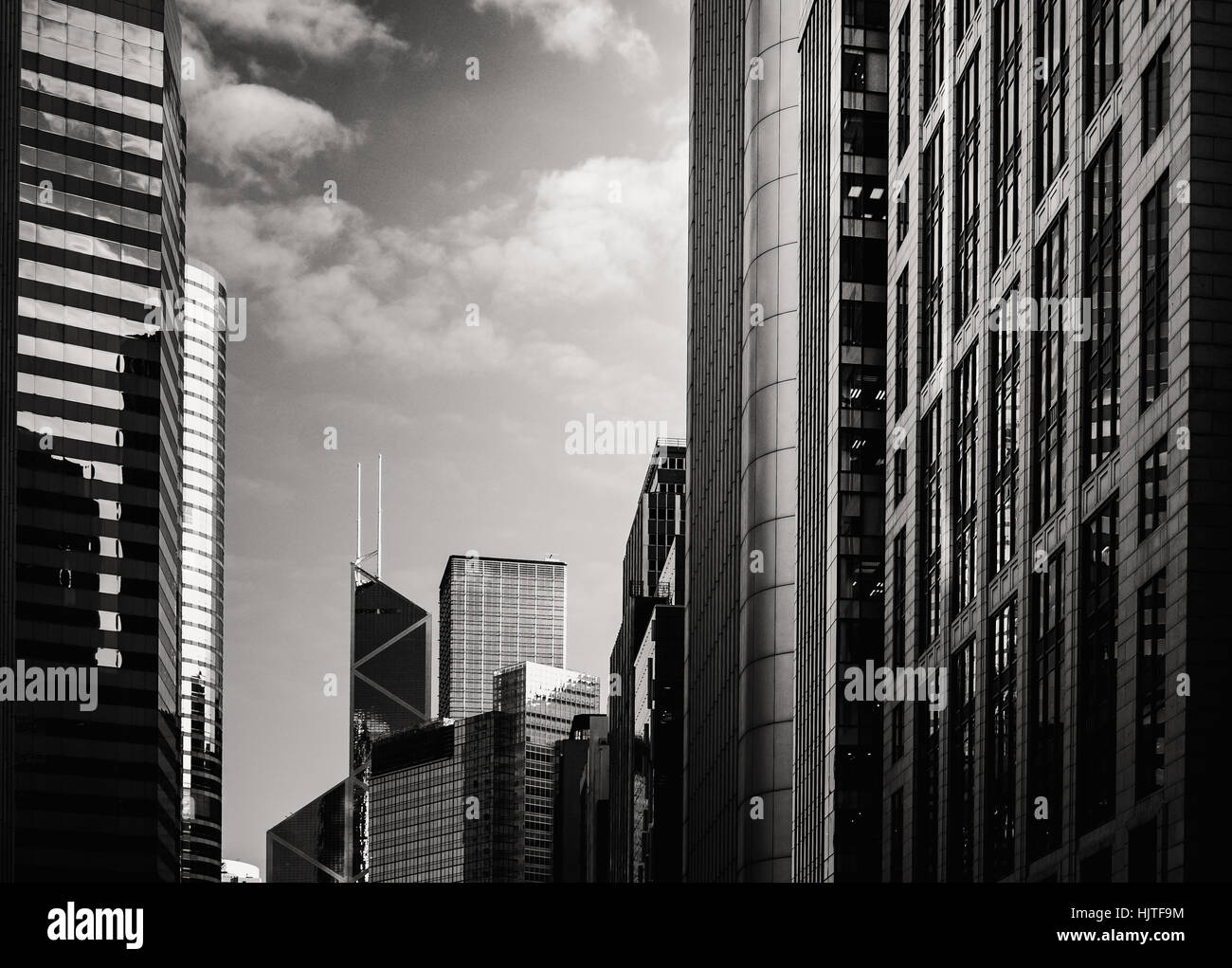 Windows of commercial building in Hong Kong with B&W color Stock Photo ...