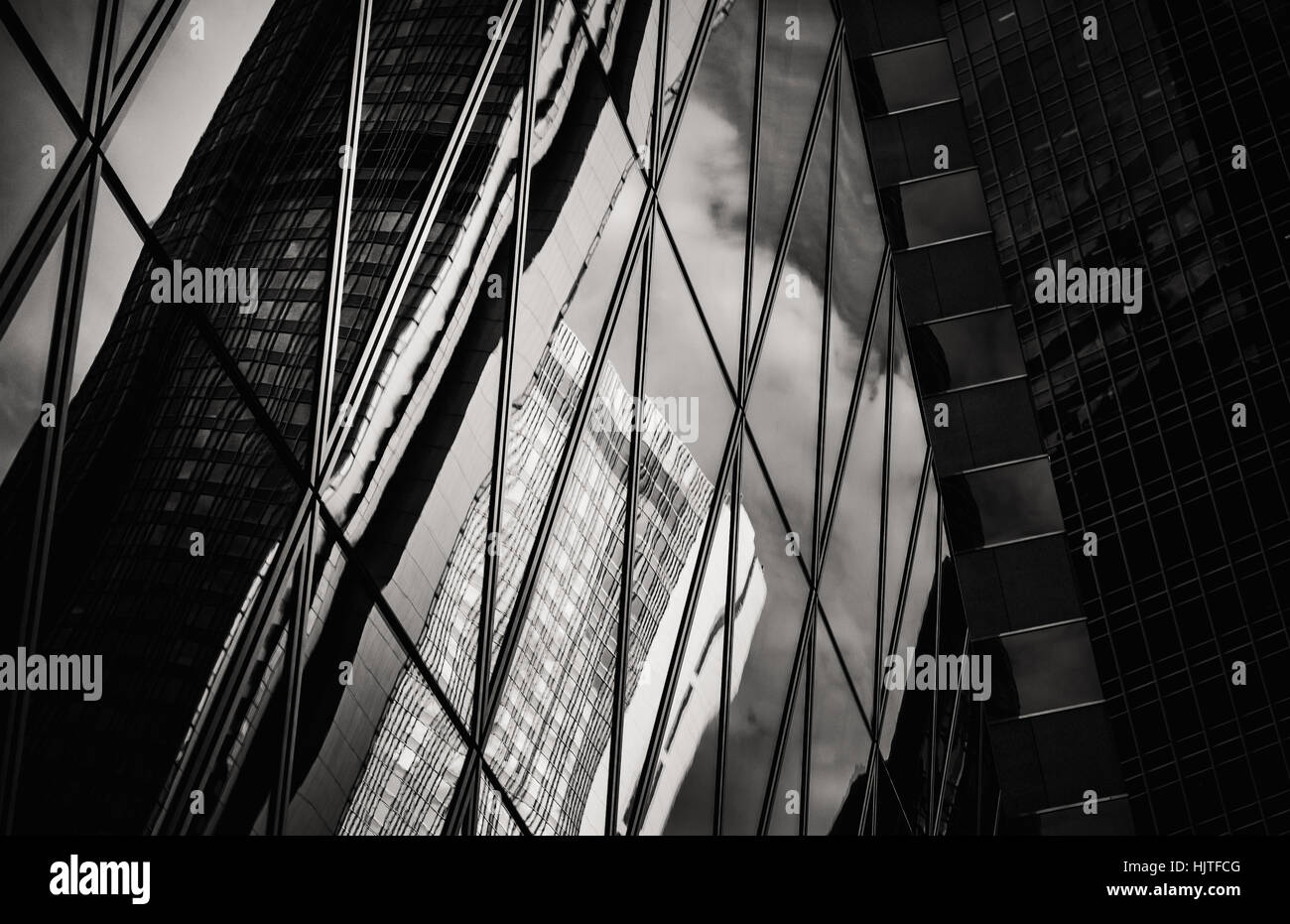 Windows of commercial building in Hong Kong with B&W color Stock Photo ...