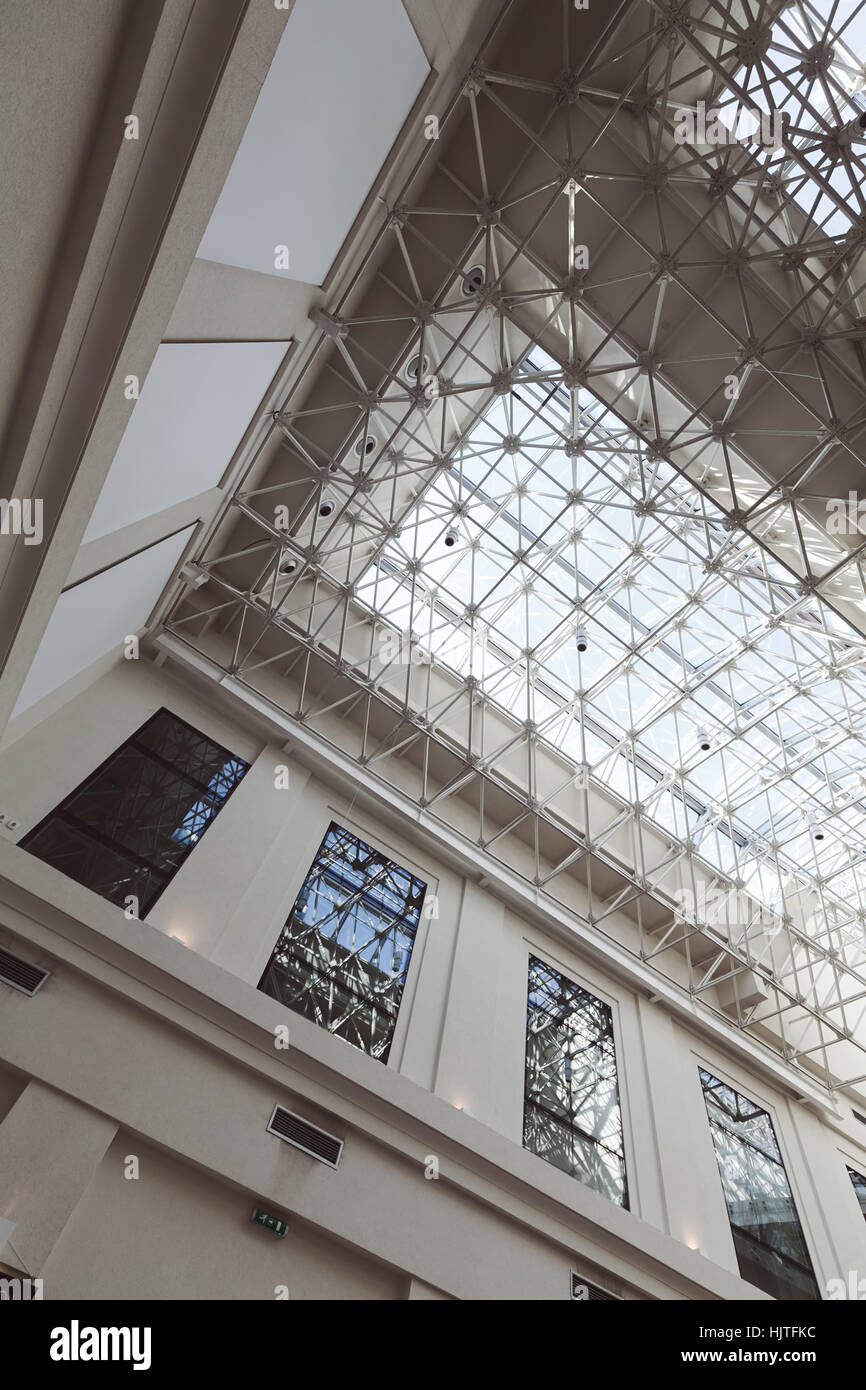 an unusual ceiling in modern building, note shallow depth of field ...