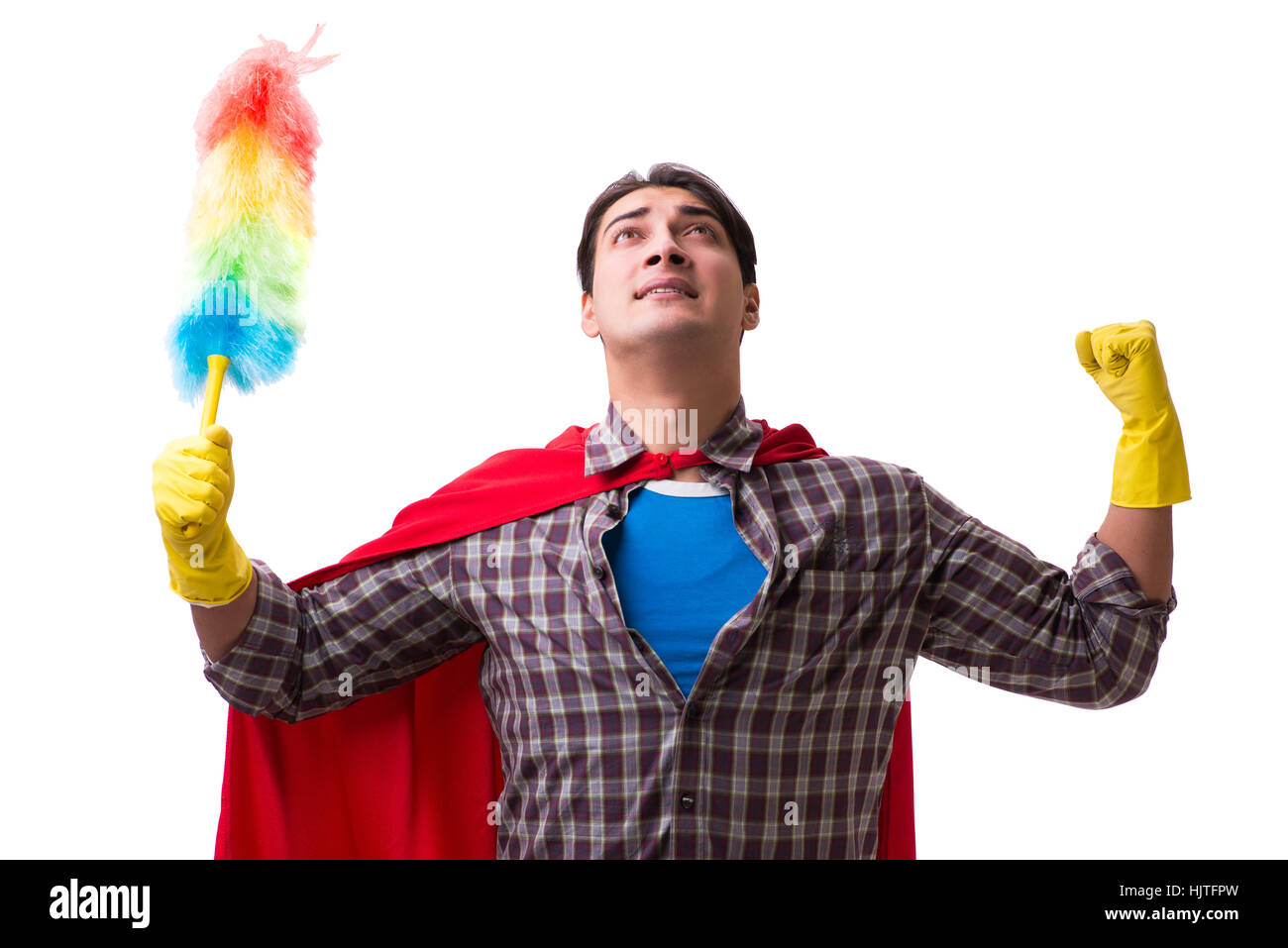 Super hero cleaner isolated on white Stock Photo - Alamy