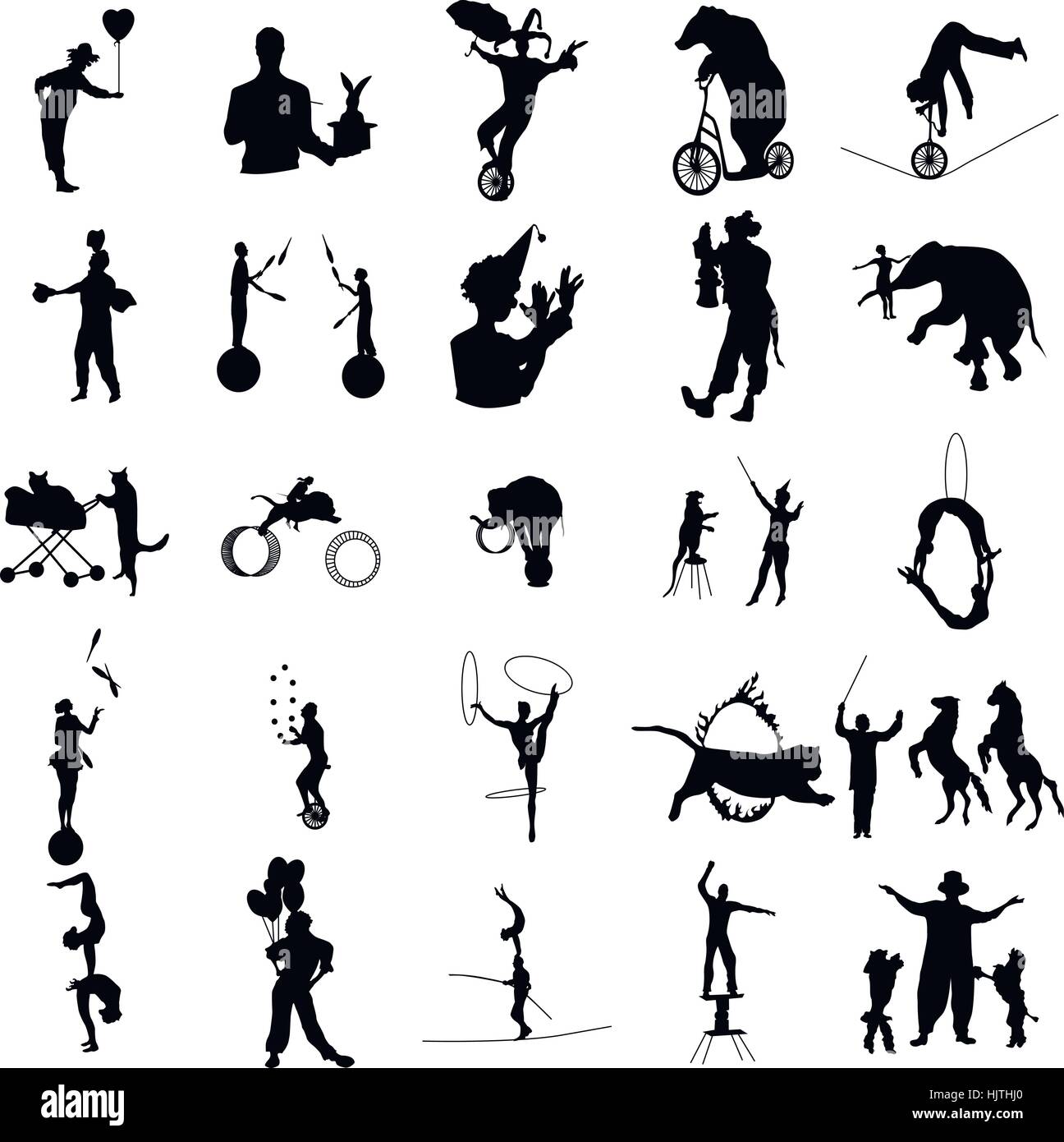 Circus silhouette set in simple style on a white background Stock ...