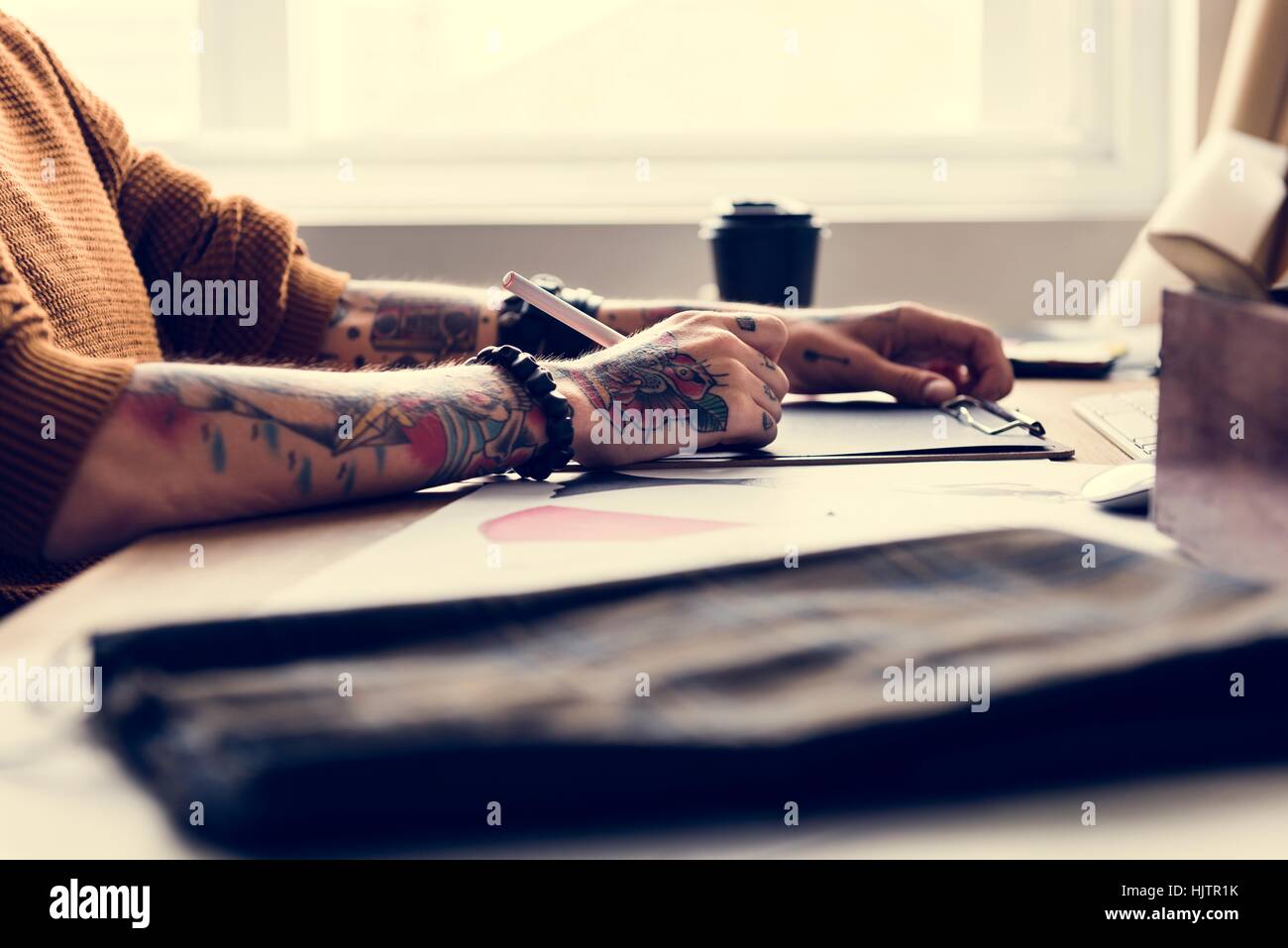 Fashion Designer Sketch Drawing Costume Concept Stock Photo - Alamy