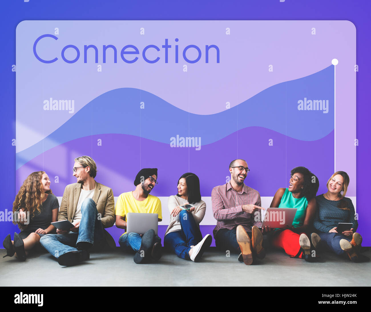 Connection Technology Monthly Graph Stock Photo - Alamy