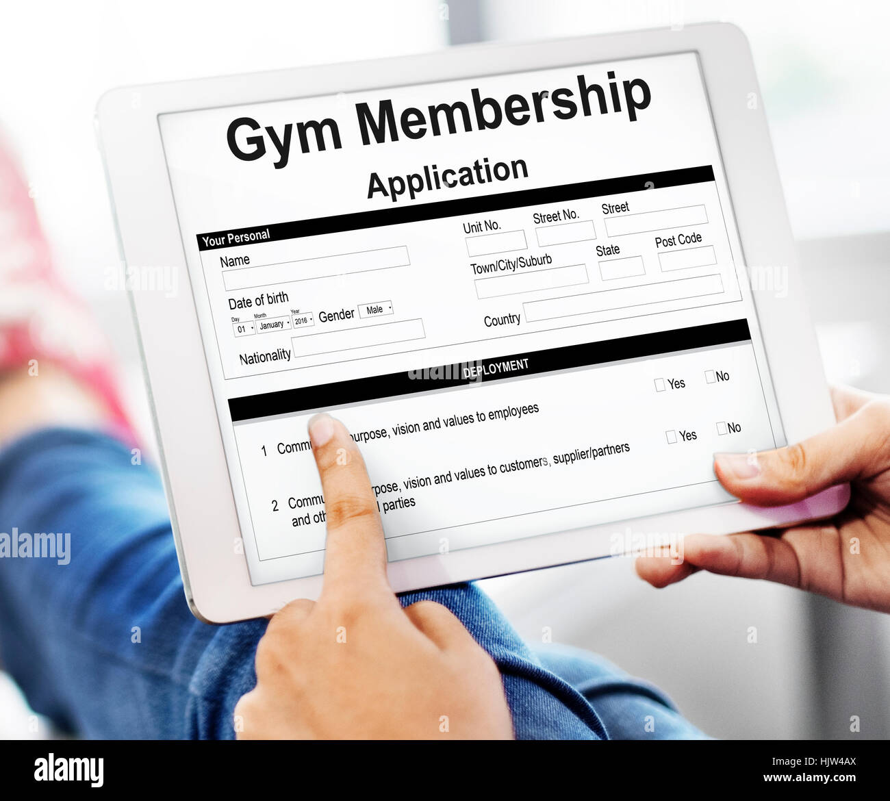 Gym Membership Application Form Request Concept Stock Photo - Alamy