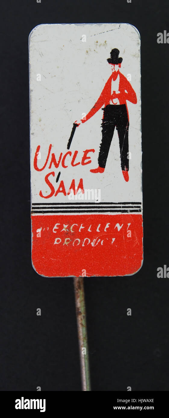 The Uncle Sam Advertising Pin is a vintage promotional item that uses ...