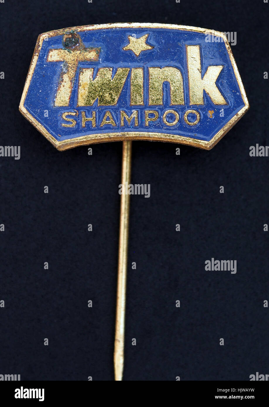 The Twink Shampoo Advertising Pin is a vintage promotional item used to ...