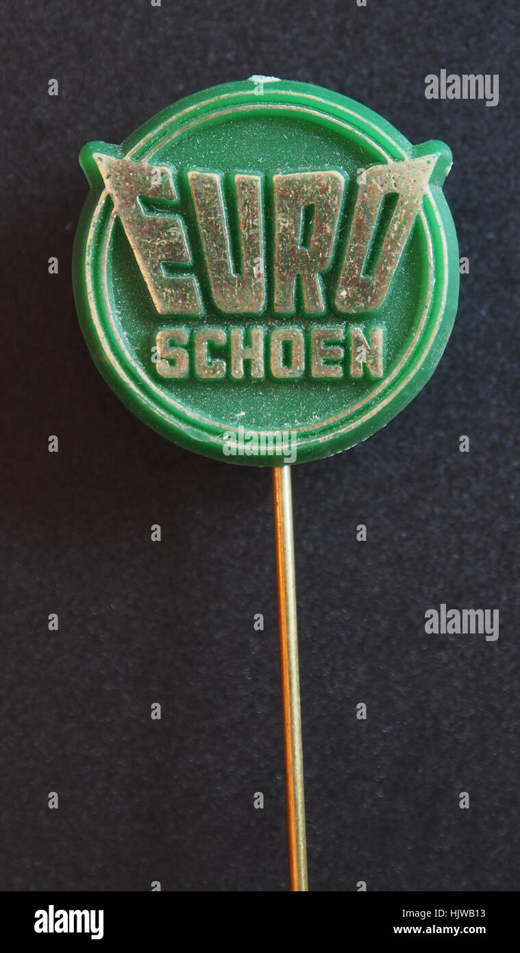 Euro Schoen advertising pin, a promotional item likely associated with ...