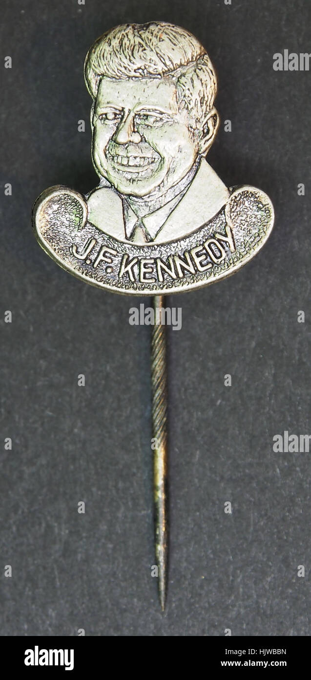 John F. Kennedy advertising pin, featuring the iconic American ...