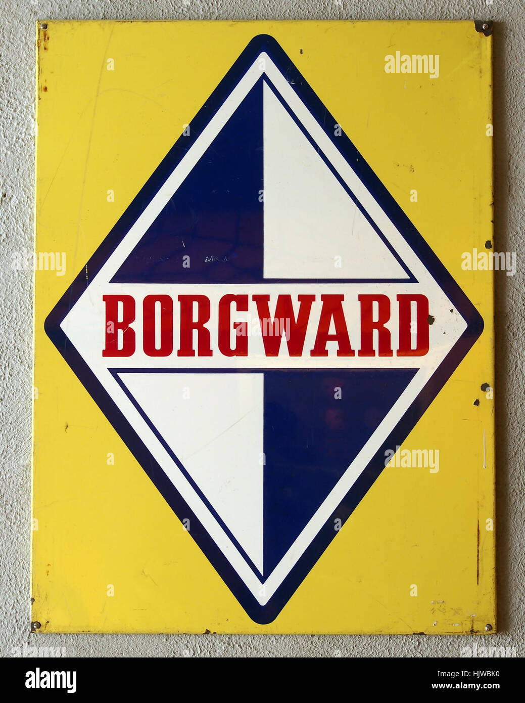 The Borgward enamel advertising sign, displayed at the Louwman Museum ...