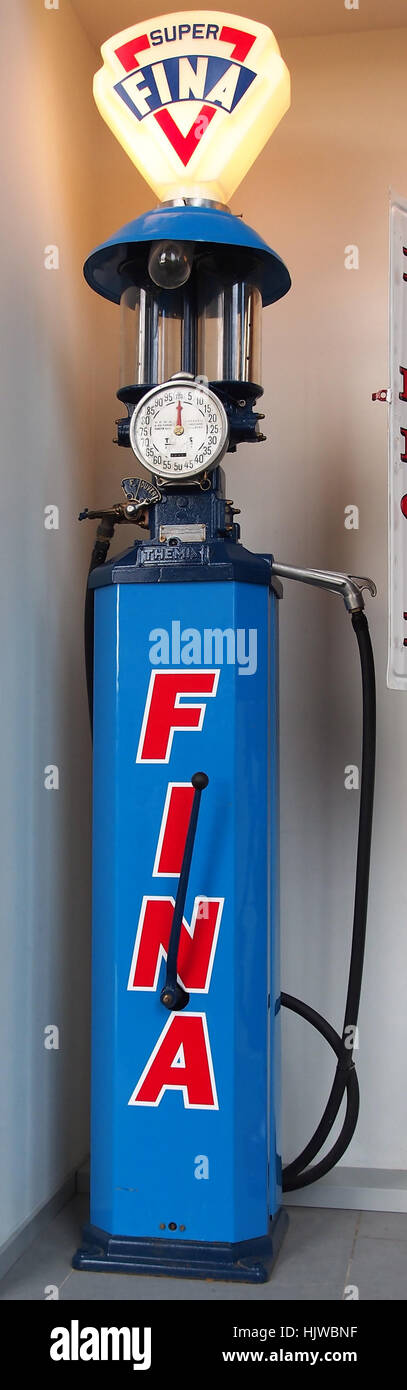 An old Fina petrol pump, once a common sight at fueling stations ...