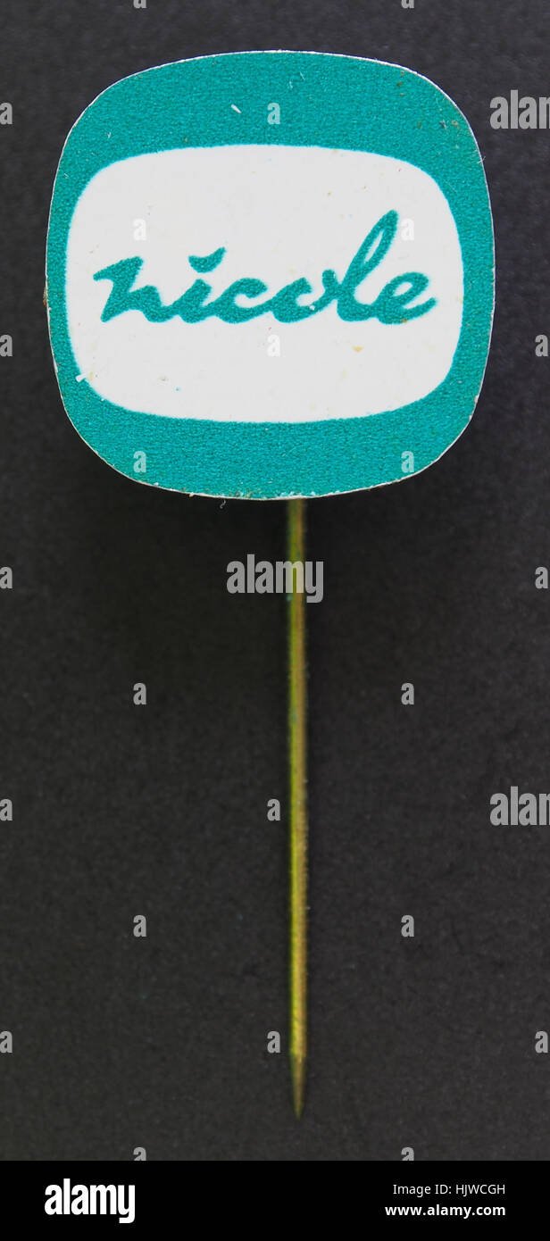 Nicole advertising pin, likely used to promote the Nicole brand, with a ...