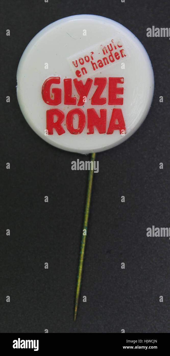 The Glyza Rona advertising pin was used to promote Glyza Rona, a Dutch ...