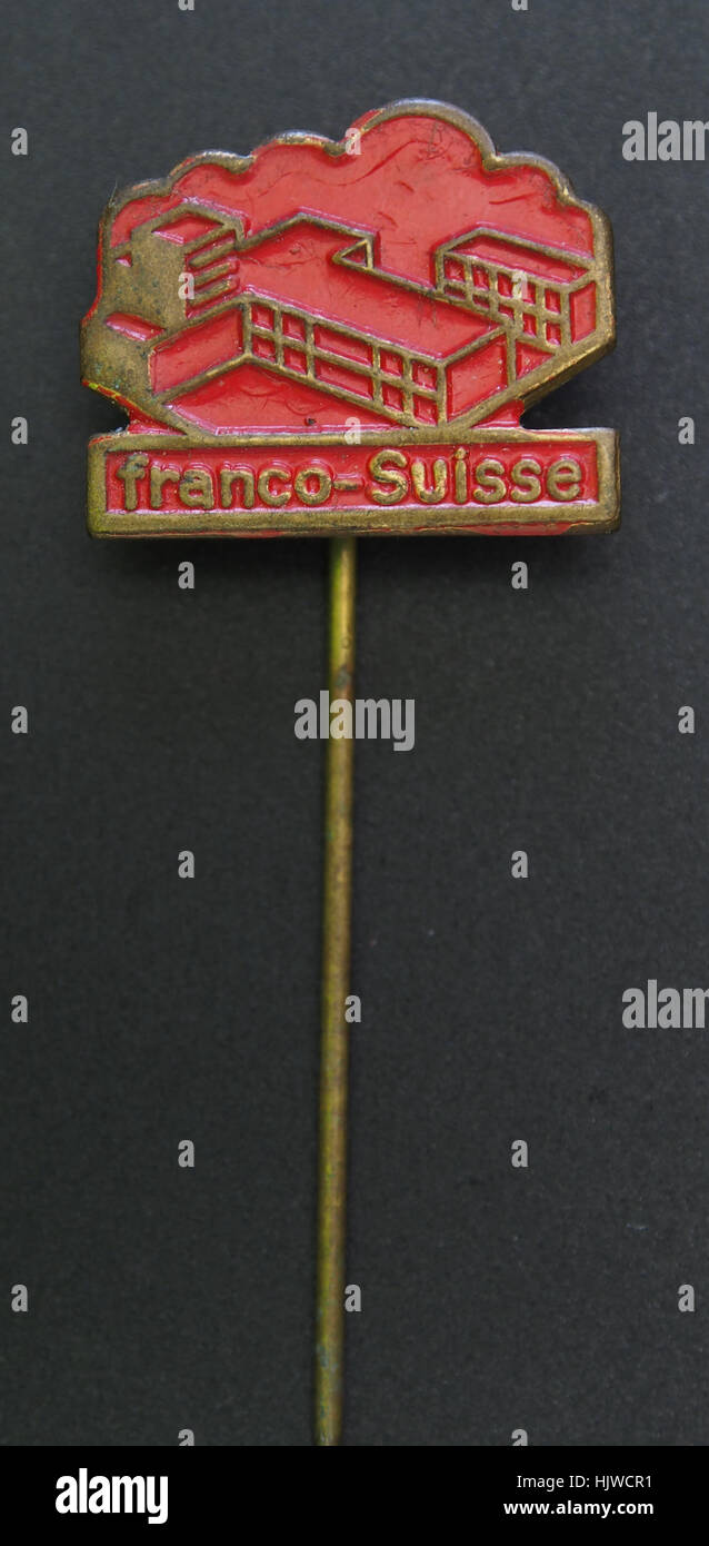 The Franco-Suisse advertising pin, a vintage promotional item ...