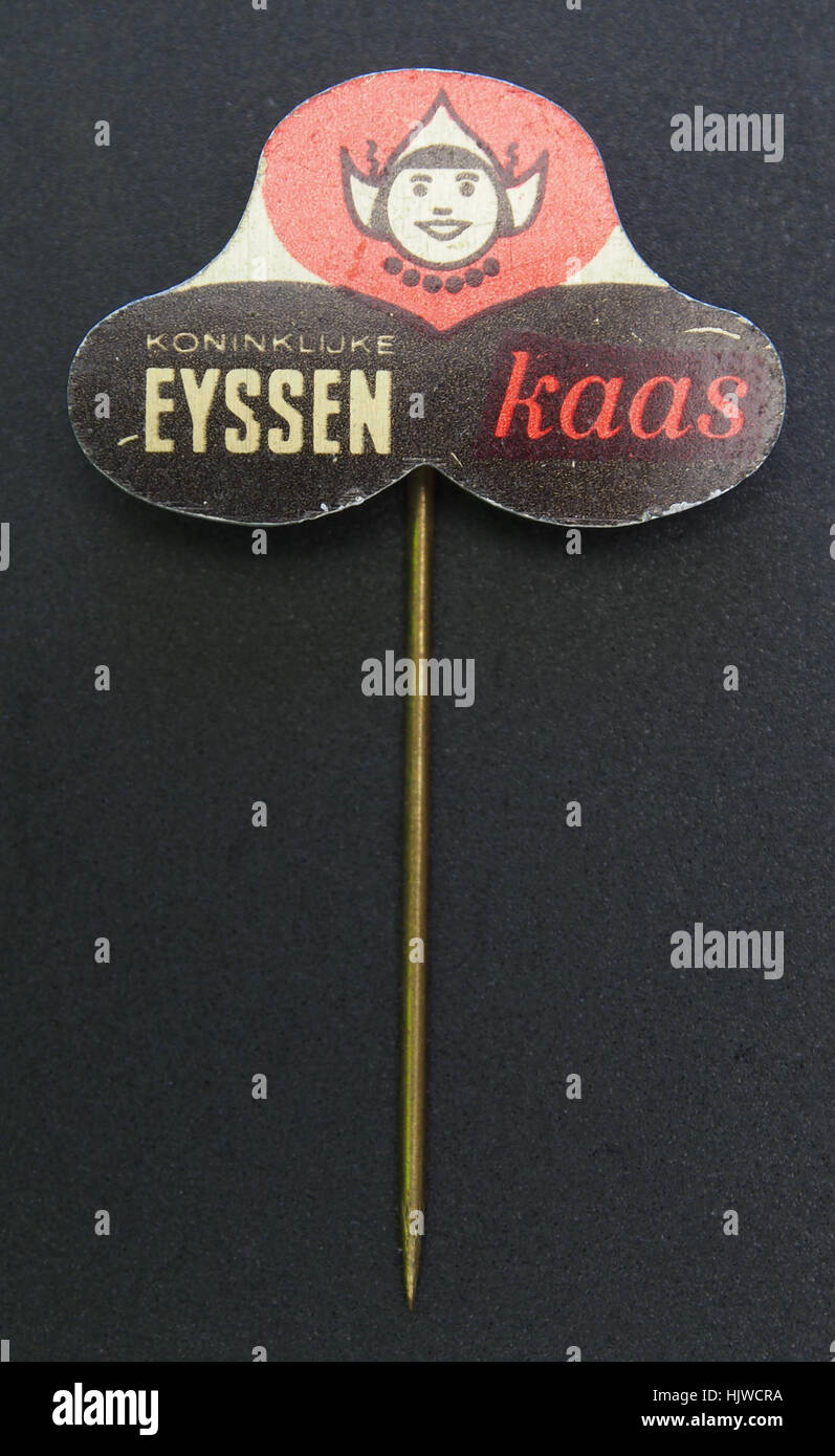 Advertising pin for Eyssen kaas (cheese), a popular dairy product brand ...